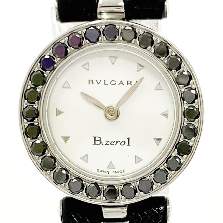 【希少】 BVLGARI ブルガリ BZ22S Bzero1 SS×革ベルト ブラックダイヤベゼル クオーツ レディース 118100 腕時計 ...