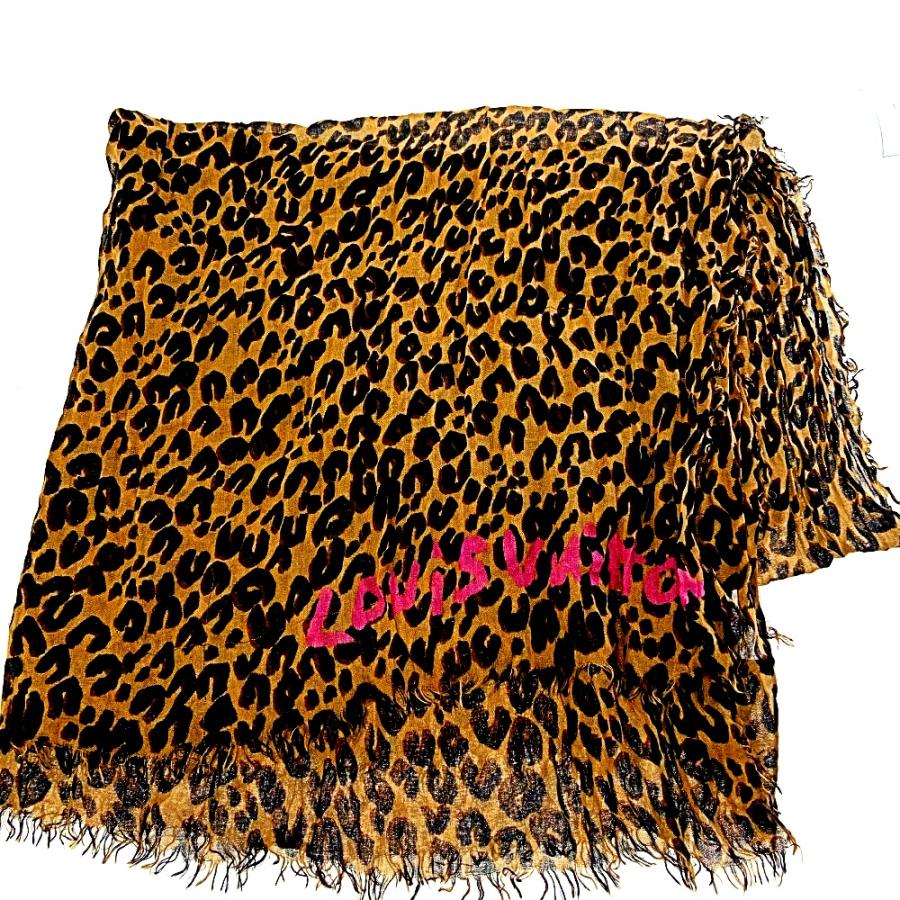 LOUIS VUITTON（ルイ・ヴィトン） M72215 カシミヤ シルク エトールレオパード ストール カシミア レディース ブラウン ...