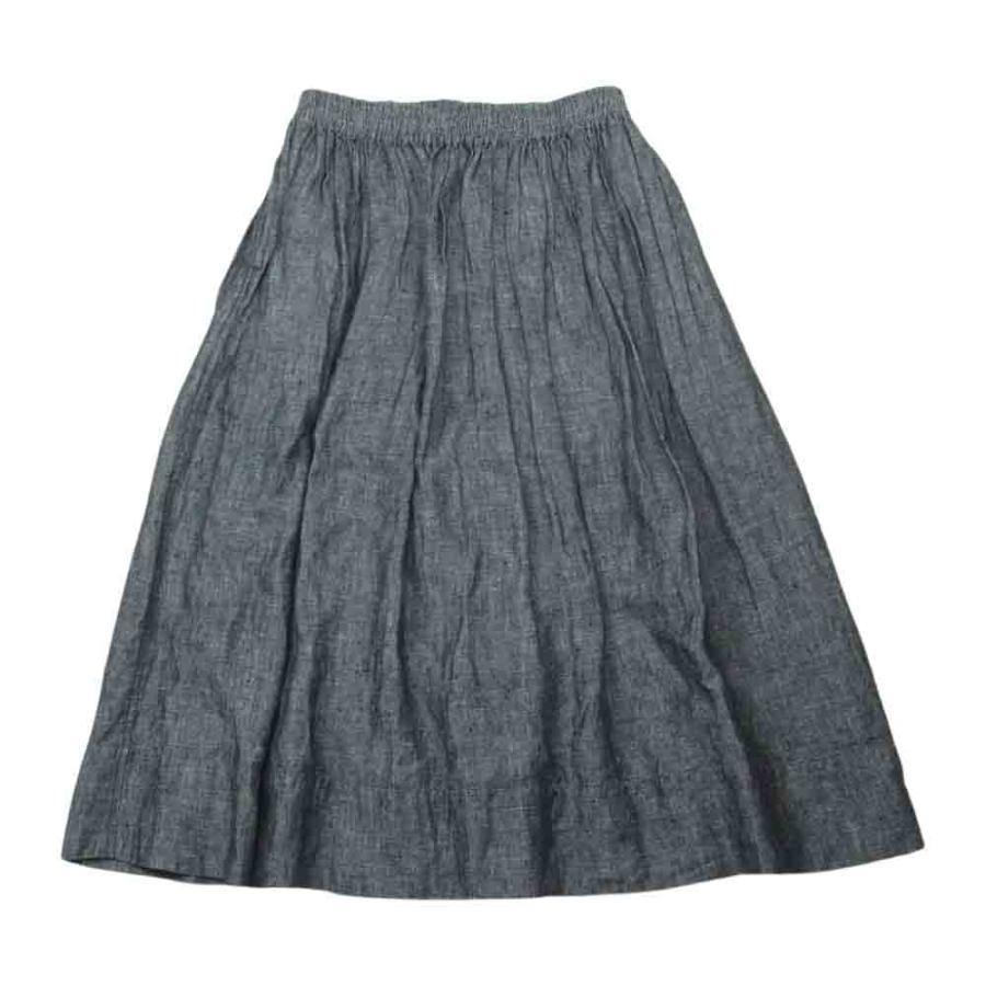 ヴェリテクール Veritecoeur VC-1008 リネン デニム ギャザー スカート グレー系 F【中古 ...