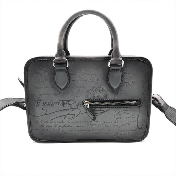 良品 BERLUTI ベルルッティ カリグラフィ アンジュールガリバー 2WAY ハンド ショルダー バッグ グレー k1889 : エムズ ...