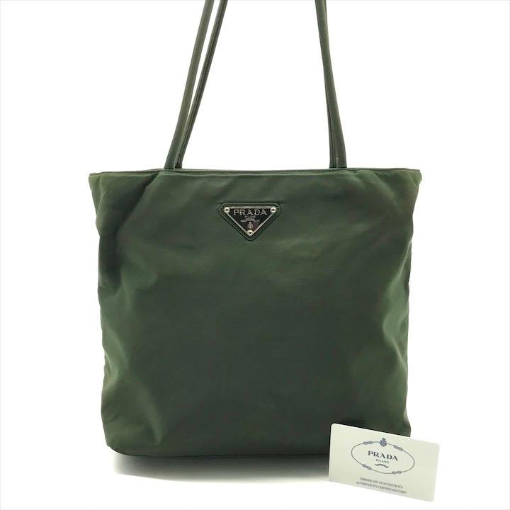 良品 PRADA プラダ ナイロン テスート ハンド バッグ カーキ 三角ロゴ プレート レディース k2659 : エムズファクトリー - 通販 - Yahoo!ショッピング