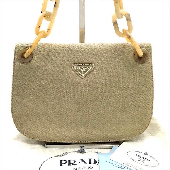 美品 PRADA プラダ ナイロン テスート キャンバス 三角ロゴ プラチェーン ショルダー バッグ ベージュ k4705 : k4705 : エムズファクトリー - 通販 - Yahoo ...