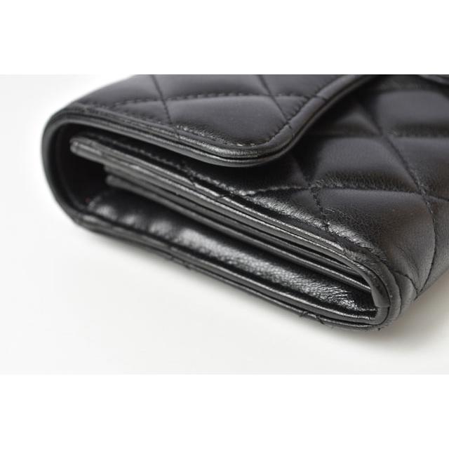 キャビアスキン シャネル 財布 AP0241 CHANEL 長財布 タイムレス・クラシック マトラッセ ラムスキン ブラック/ボルドー ...
