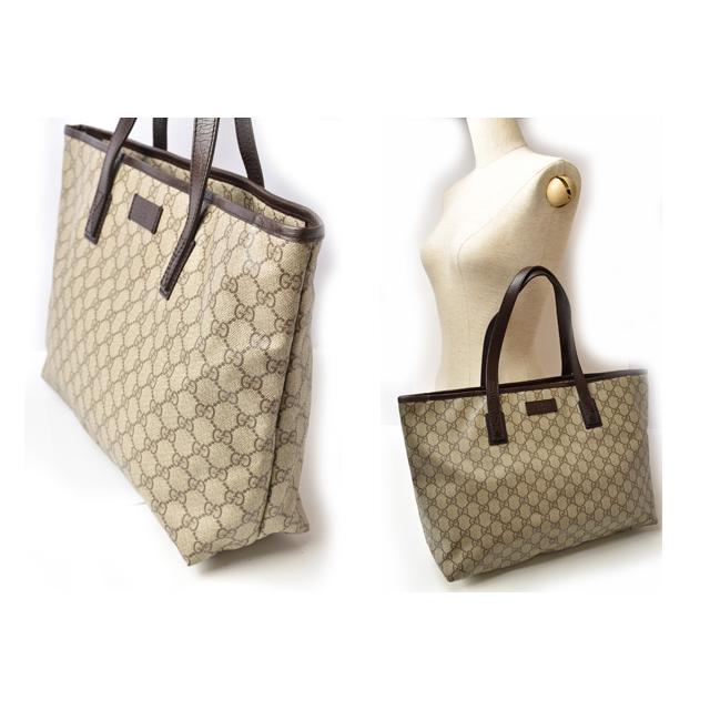 GG グッチ トートバッグ/ハンドバッグ GUCCI コーティングキャンバス/PVC GGブラウン/ベージュ 181004 : Import ...