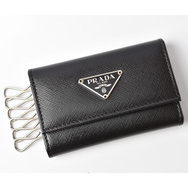 PRADA（プラダ） キーケース/キーホルダー PRADA 6連 M222A SAFFIANO/型押しレザー NERO/ブラック 未使用 ...