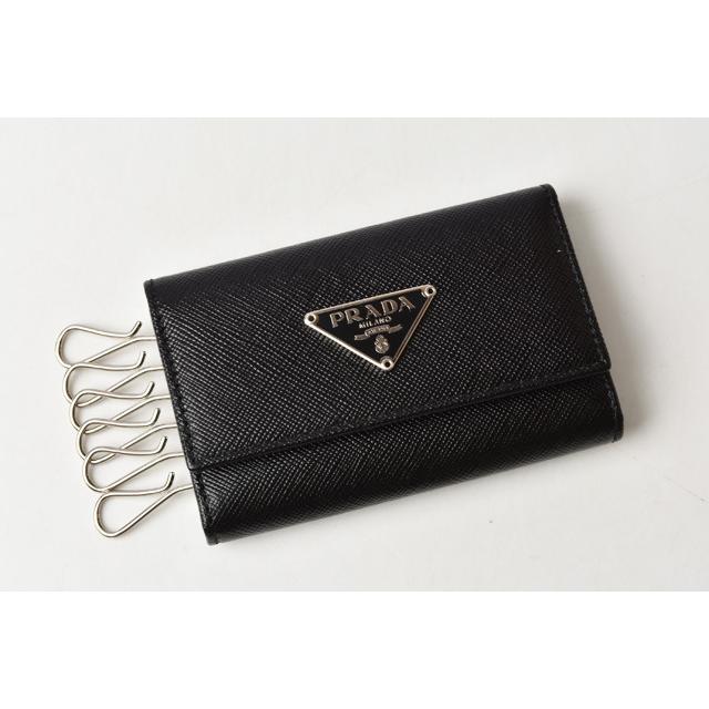 PRADA プラダ アウトレット キーケース/キーホルダー 6連 M222A SAFFIANO/サフィアノ NERO/ブラック ...