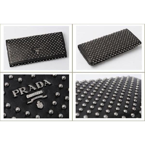 PRADA PRADA プラダ 2折長財布 SOFT CALF BORCHIE NERO スタッズ カーフレザー ブラック 1M1132 【未 ...