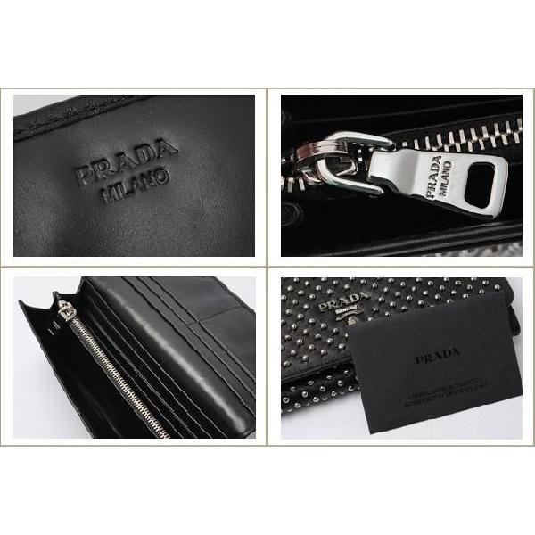PRADA PRADA プラダ 2折長財布 SOFT CALF BORCHIE NERO スタッズ カーフレザー ブラック 1M1132 【未 ...
