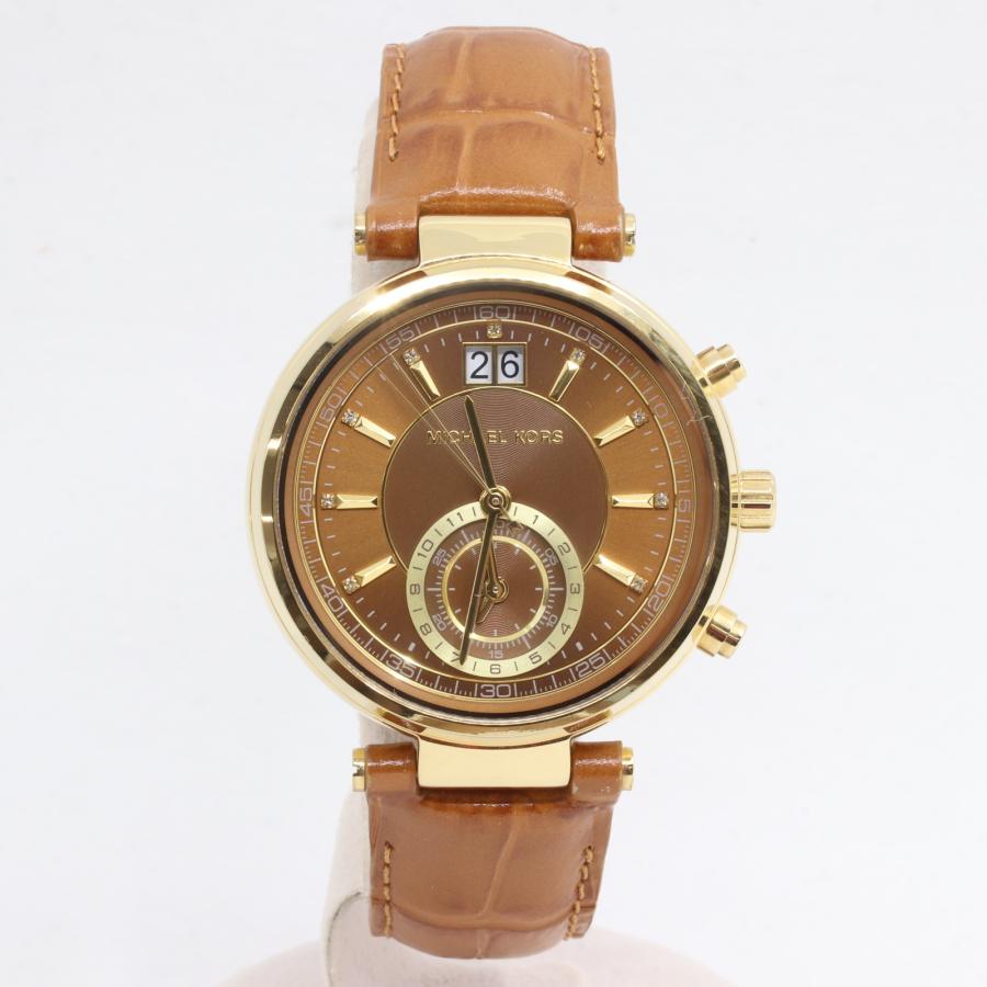 ITYFJX9EJ4KG 即決 本物 MICHAEL KORS マイケルコース SAWYER ソーヤー MK-2424 GP/革 QZ クォーツ メンズ レディース 腕時計 ブラウン : rc ...