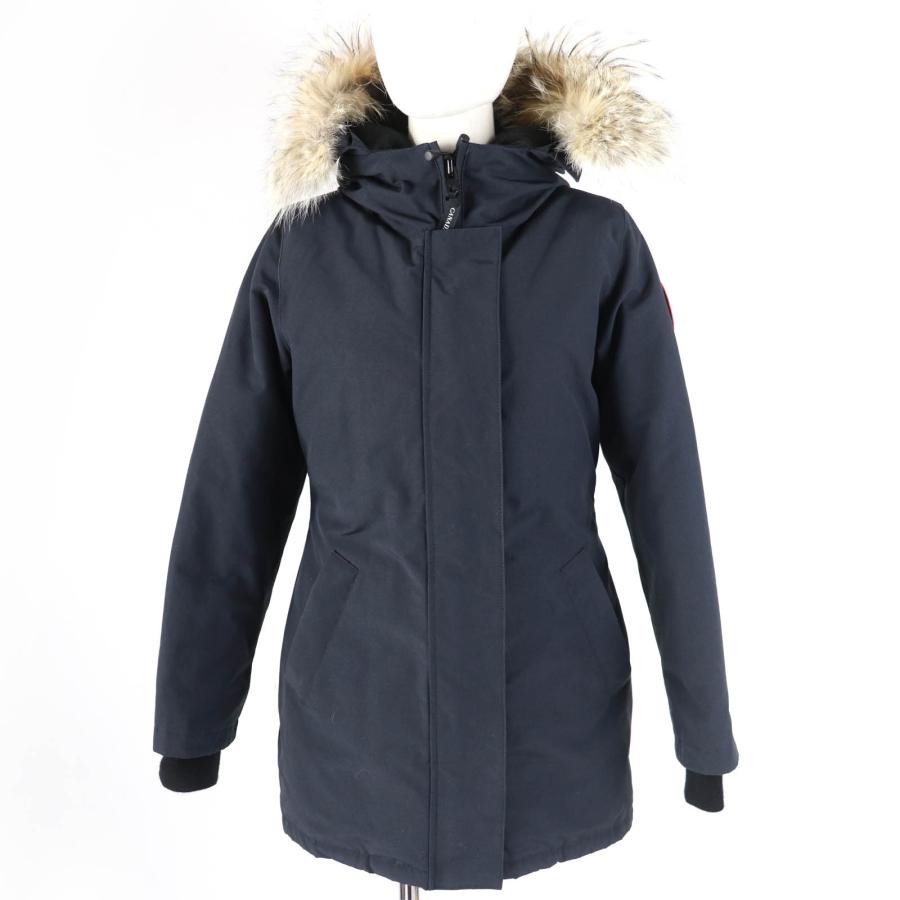 良品☆CANADA GOOSE カナダグース 3037LA VICTORIA PARKA ファー・フード付 ダウンジャケット ネイビー S ...