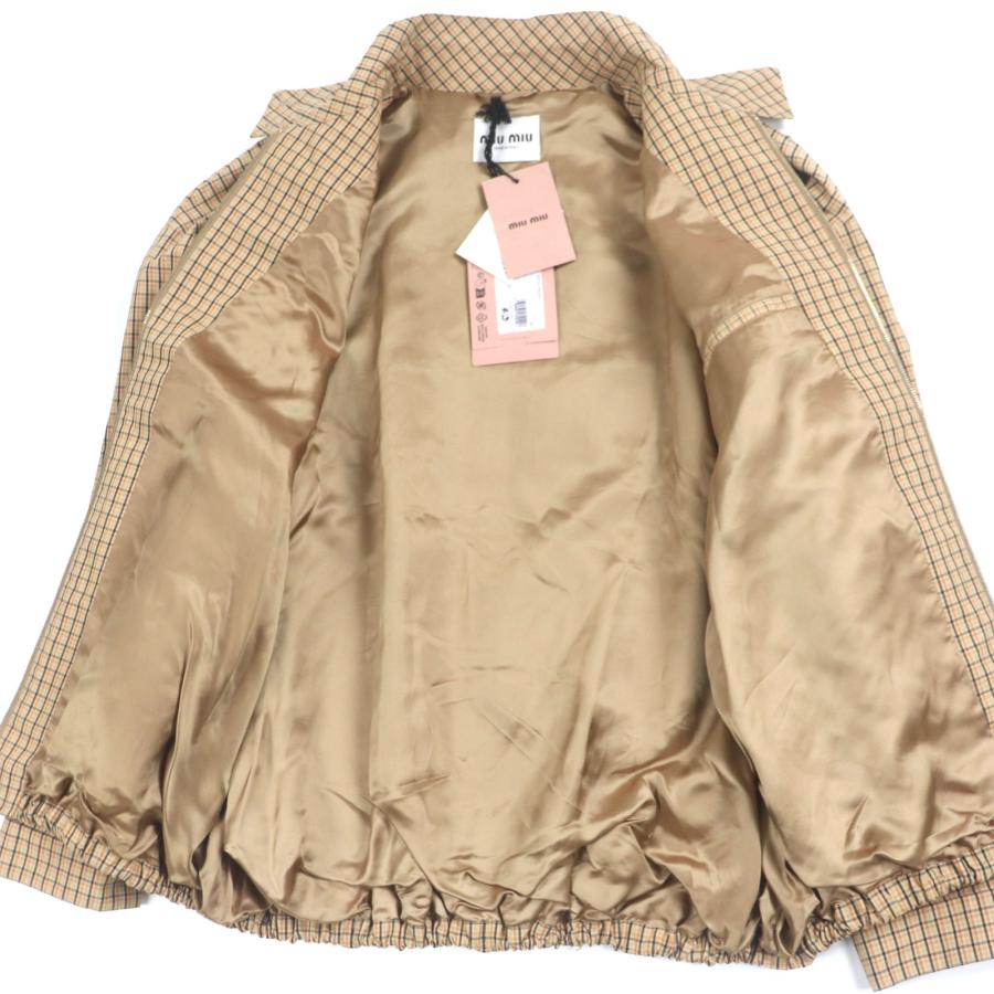 未使用品▽Miu Miu ミュウ 25SS ML1066 チェックキャンバス ロゴ