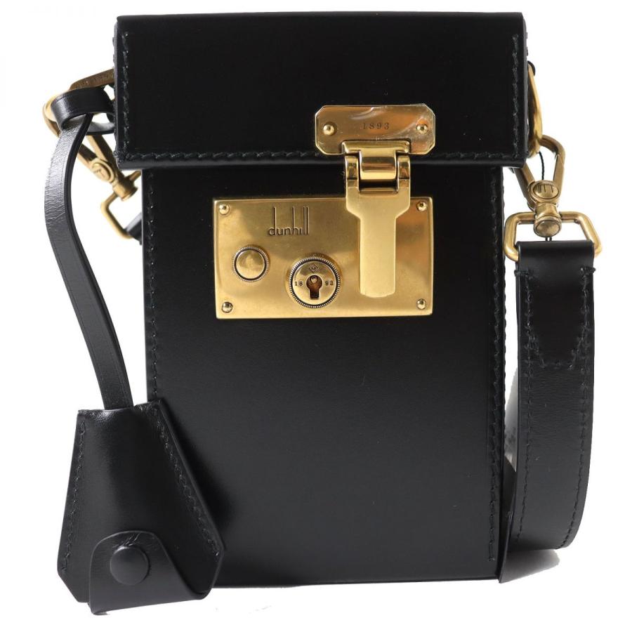未使用品 正規品 dunhill ダンヒル THE LOCK BAG ロックバッグ レザー ショルダーバッグ 鍵付き ブラック×ゴールド金具 ...