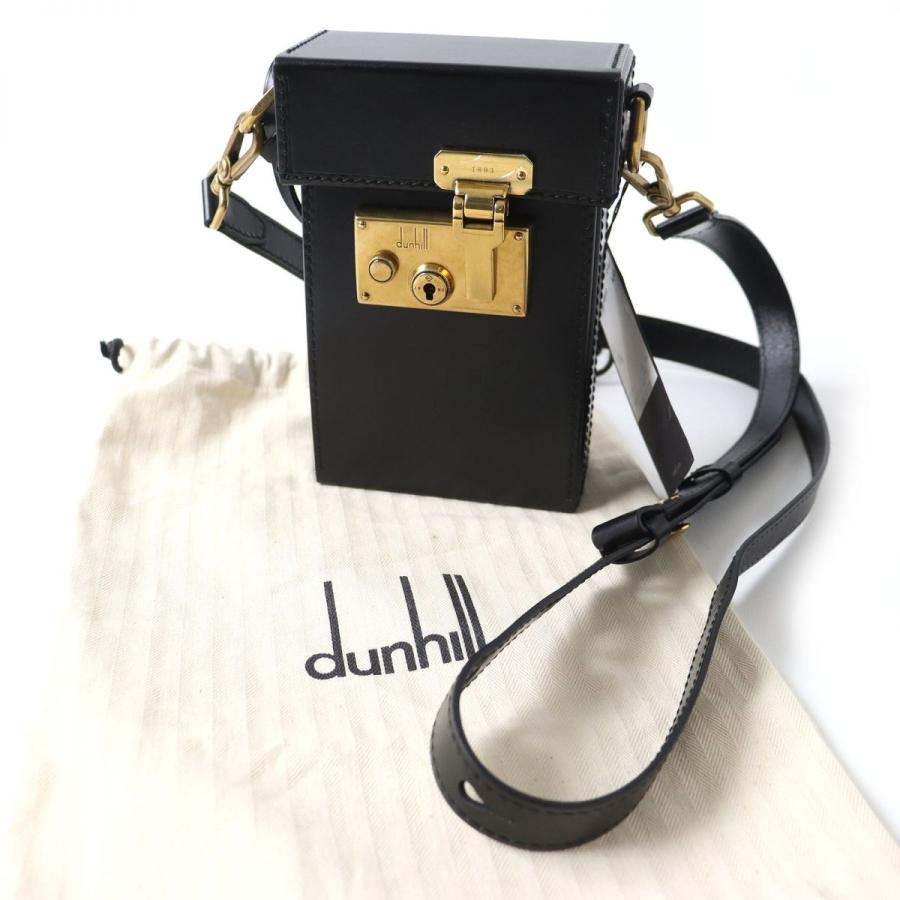 未使用品 正規品 dunhill ダンヒル THE LOCK BAG ロックバッグ レザー ショルダーバッグ 鍵付き ブラック×ゴールド金具 ...