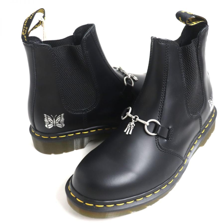 未使用品 ドクターマーチン×ニードルス コラボ 2976 タッセル×パピヨン サイドゴア レザー チェルシーブーツ 黒 UK9 メンズ 英国製 ...
