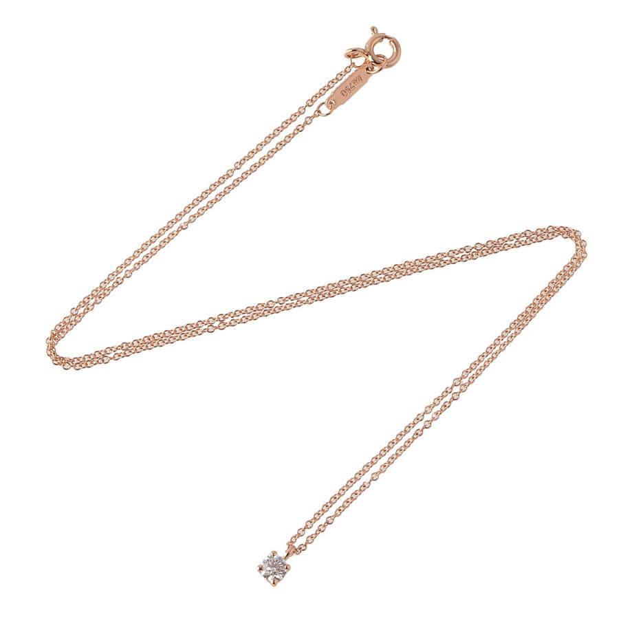 ティファニー ソリティア ダイヤ ネックレス Au750PG 直径3.6mm 0.17ct 41cm 箱 新品仕上げ済 TIFFANY ...