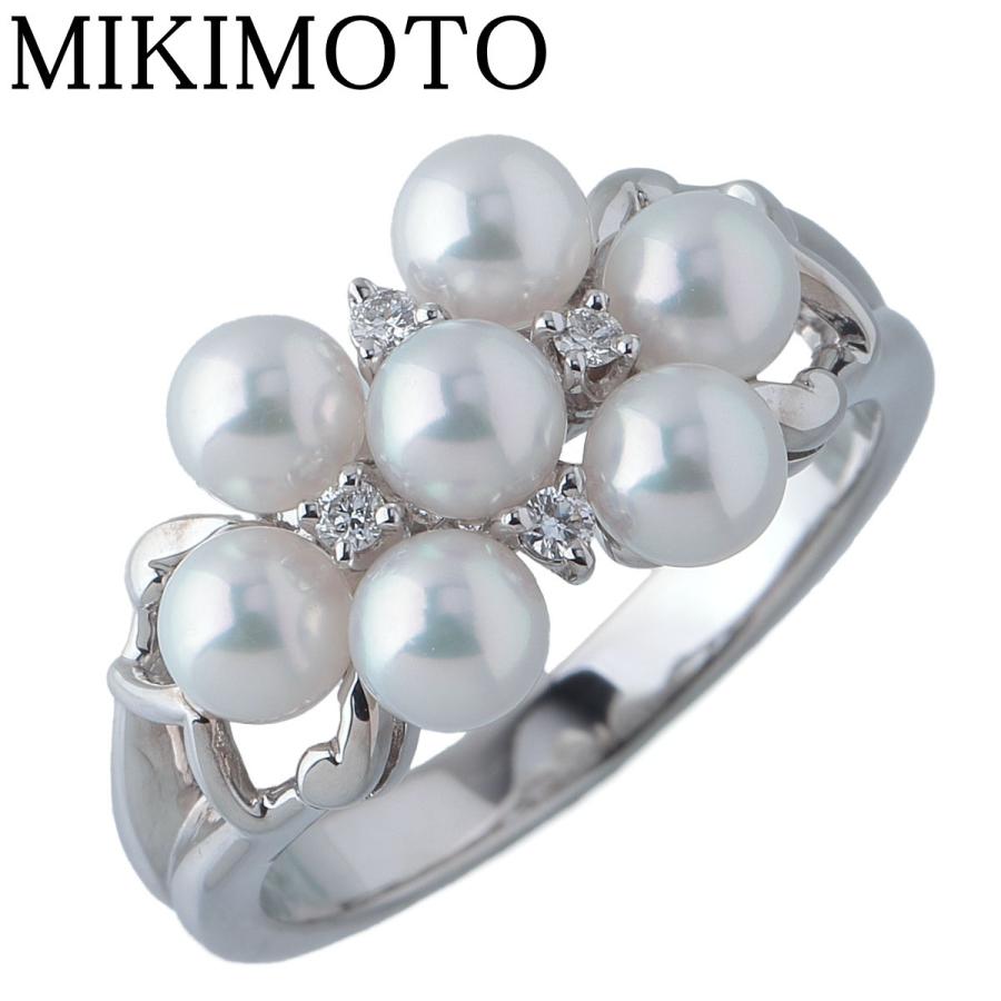 MIKIMOTO ミキモト ベビーパール ダイヤ リング アコヤ真珠 約3.9mm 9号 K18WG 新品仕上げ済 MIKIMOTO ...