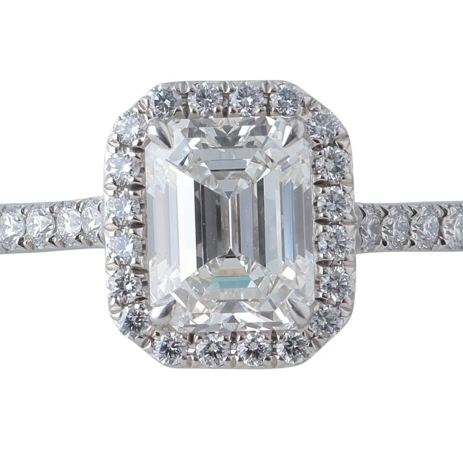 TIFFANY&Co.（ティファニー） ソレスト リング ダイヤ1.09ct H-VS1-エメラルドカット 14号 Pt950 鑑定書 箱 ...