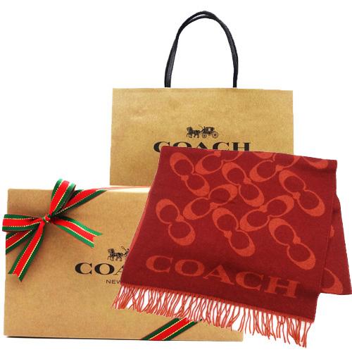 COACH コーチ箱 紙袋付き ギフト包装無料 コーチ マフラー 新作 新品 カシミヤブレンド シグネチャー ロゴ CB684 F8Q レッド ...