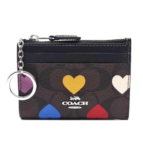 COACH 財布 コインケース 新作 新品 コイン パスケース シグネチャー ハートプリント CP-466 SVN2R【 コーチ箱 紙袋付き ...