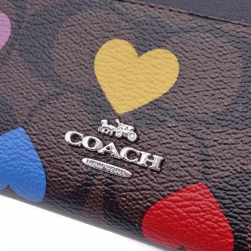 COACH 財布 コインケース 新作 新品 コイン パスケース シグネチャー ハートプリント CP-466 SVN2R【 コーチ箱 紙袋付き ...