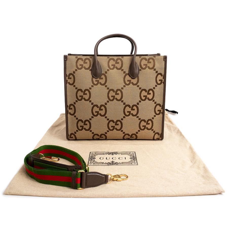 （新品・未使用品）グッチ GUCCI ジャンボ GG 2way ショルダー トート ハンドバッグ GGキャンバス レザー ブラウン 茶 アンティークゴールド金具 678839 : ...