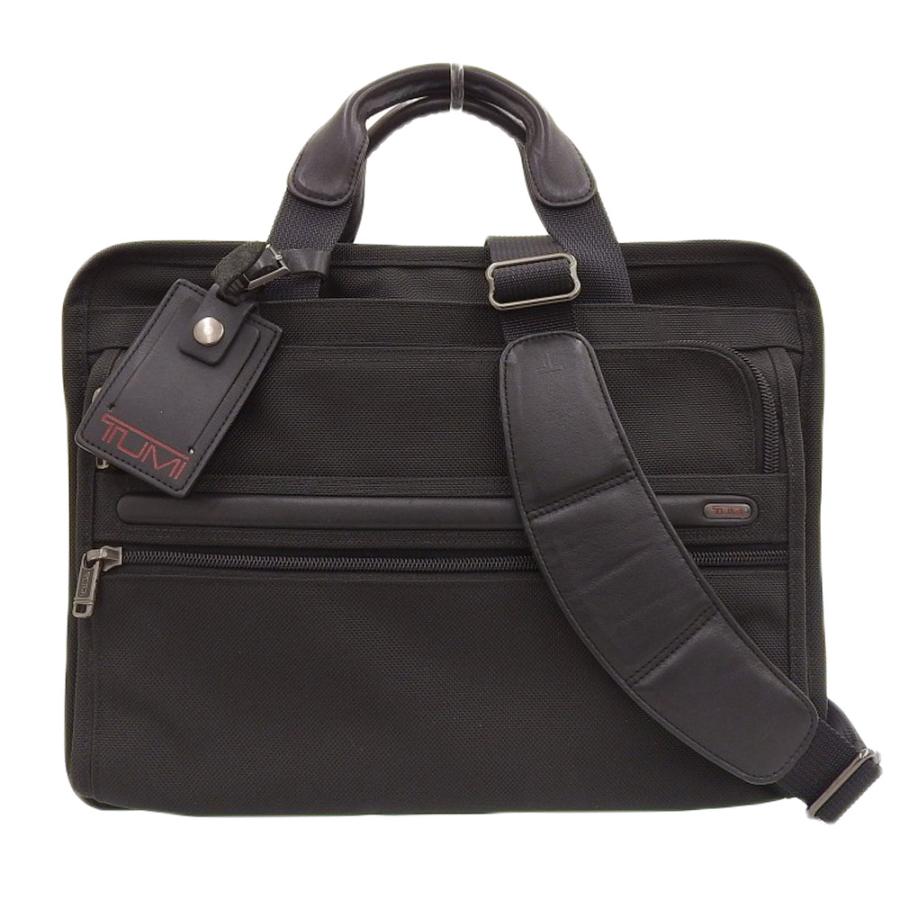TUMI 美品 トゥミ 現行ロゴ 26130D4 ALPHA BRAVO エッセンシャル レザー 2way ショルダー ビジネス バッグ ブリーフケース PC収 黒 メンズ ...