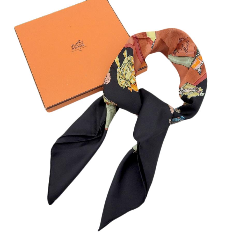 HERMES（エルメス） 箱付超美品 黒タグ Paris Modiste パリの帽子店 カレ90 シルクスカーフ レアアイテム 黒 ...