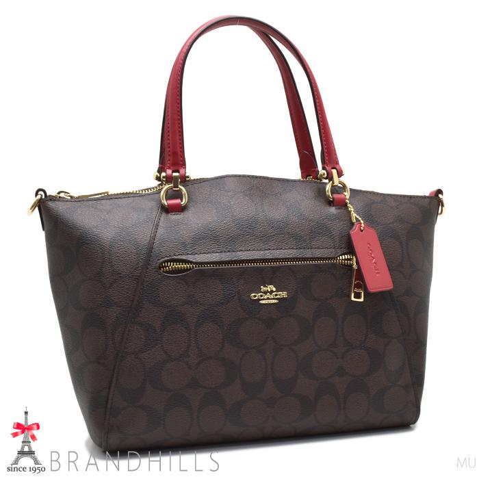 COACH（コーチ） ハンドバッグ ラグジュアリー シグネチャー PVCキャンバス レザー ブラウン レッド 2WAY F79998 ...