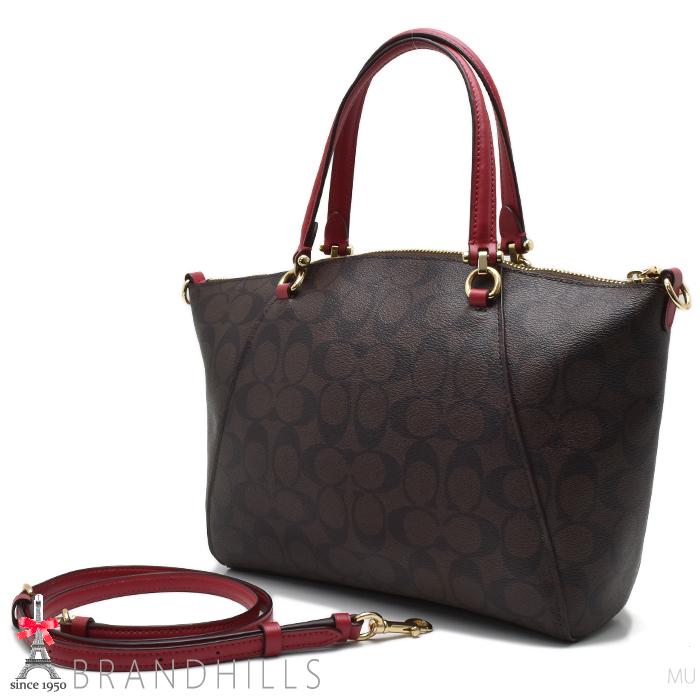 COACH（コーチ） ハンドバッグ ラグジュアリー シグネチャー PVCキャンバス レザー ブラウン レッド 2WAY F79998 ...