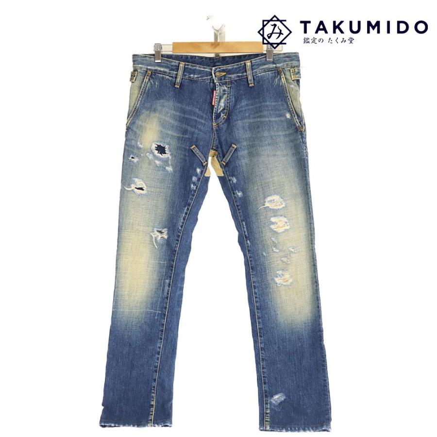 ディースクエアード DSQUARED2 デニムパンツ ダメージ加工 サイズ48 ブルー メンズ 中古AB 275707 : 275707 ...