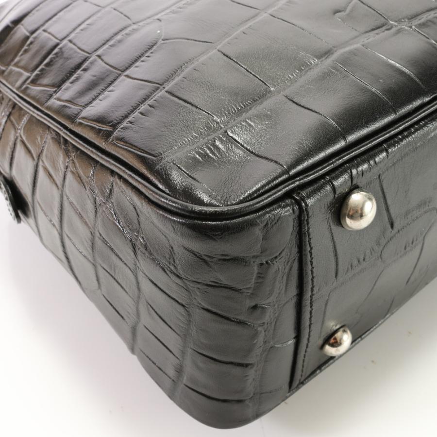 美品 LILY クロコダイル エンボス レザー ハンドバッグ トート 本革 ブラック 黒 通勤 レディース EFM AD6-7 : 240320521176-35-2 : ブランドラコル ...