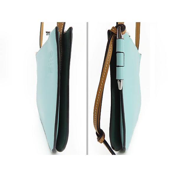 LOEWE（ロエベ） ほぼ新品 ゲート ダブル ジップ ショルダーポーチ ポシェット ショルダーバッグ ライトブルー グリーン 113.54 ...