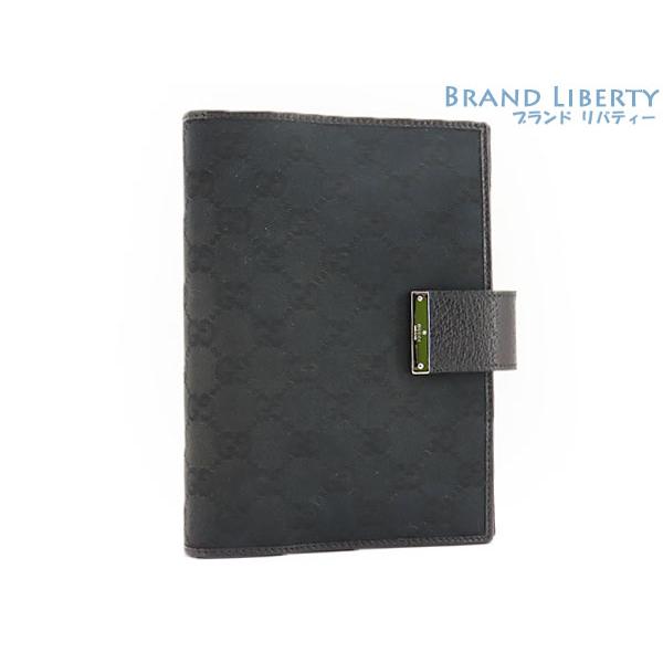 GGキャンバス ほぼ新品 グッチ GUCCI アジェンダMM 手帳カバー システム手帳 ブラック キャンバス レザー 115241 ...