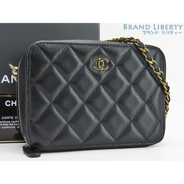 マトラッセ 新品同様 シャネル CHANEL ココマーク チェーンショルダーバッグ ポーチ ポシェット ミニカメラバッグ ブラック ゴールド ...