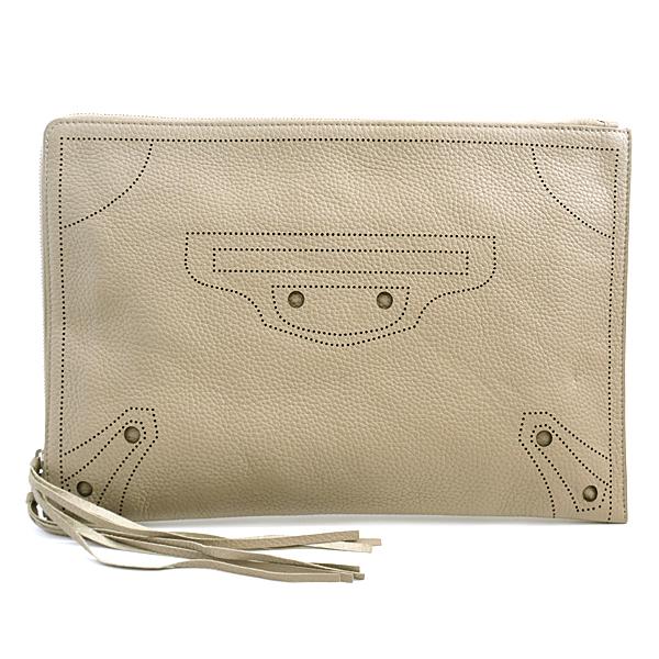 BALENCIAGA バレンシアガ バッグ メンズ レディース クラッチバッグ レザー グレージュ ベージュ 443522 中古 ...