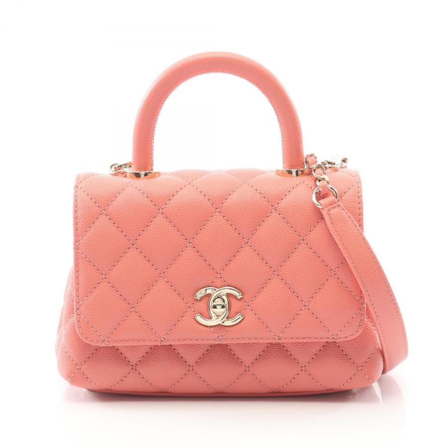 シャネル CHANEL ココハンドルXXS トップハンドル マトラッセ ハンドバッグ バッグ レザー グレインドカーフスキン レディース ブラック系 AS2215 【中古】 CHANEL（シャネル） ココハンドルXXS トップハンドル ブランドオフ