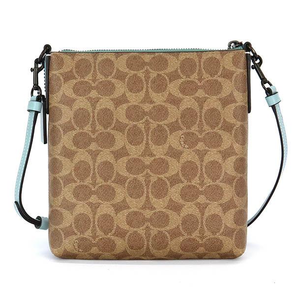 COACH クーポン配布中_コーチ ショルダーバッグ レディース シグネチャー ストライプ 縦型 ベージュ×ライトブルー 41321 ...