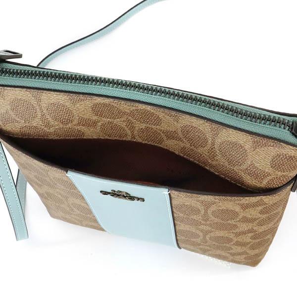 COACH クーポン配布中_コーチ ショルダーバッグ レディース シグネチャー ストライプ 縦型 ベージュ×ライトブルー 41321 ...