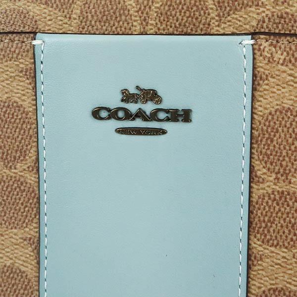COACH クーポン配布中_コーチ ショルダーバッグ レディース シグネチャー ストライプ 縦型 ベージュ×ライトブルー 41321 ...