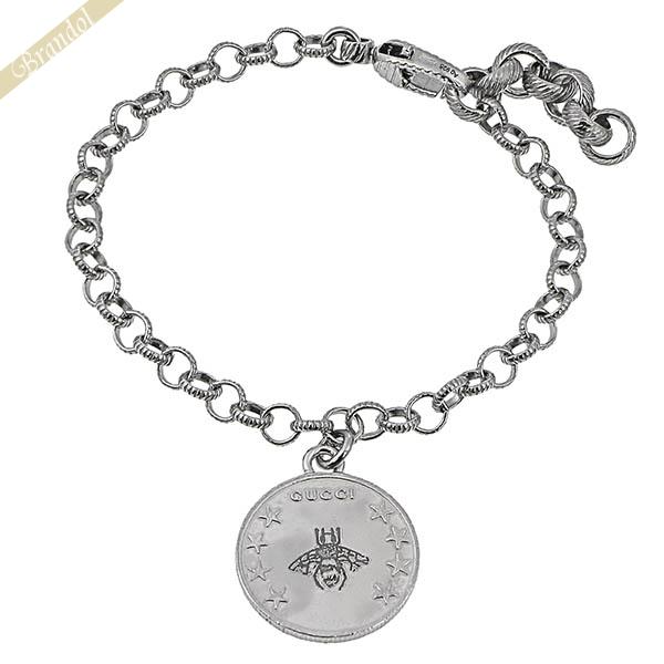 GUCCI グッチ ブレスレット ビー コイン チャーム ボールチェーン 16.5cm シルバー メンズ レディース 433499 J8400 ...