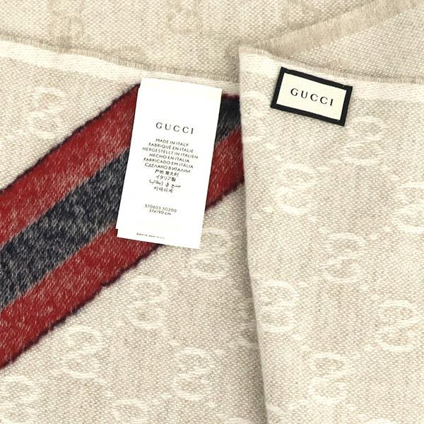 GUCCI グッチ ストール メンズ・レディース ウール100% GG柄 マフラー ライトベージュ 570603 3G200 9568 ...