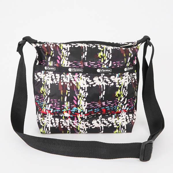 LeSportsac レスポートサック ショルダーバッグ SMALL HOBO スモール ホーボー チェック柄風 ブラック系マルチカラー ...