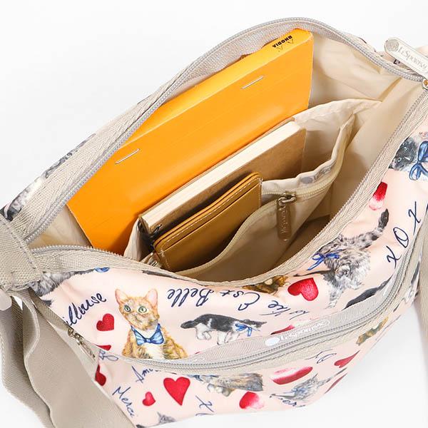 LeSportsac レスポートサック ショルダーバッグ SMALL HOBO スモール ホーボー キャット柄 ライトピンク×ベージュ ...