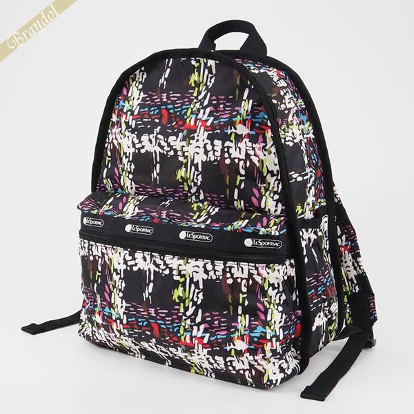 LeSportsac レスポートサック リュックサック BASIC BACKPACK チェック柄風 ブラック系マルチカラー 7812 E474 ...