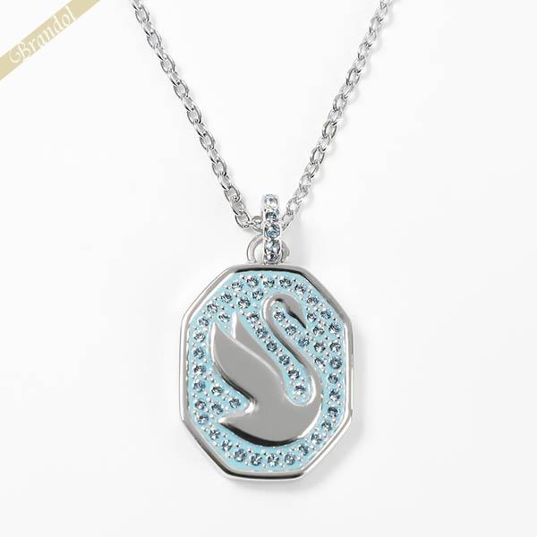 SWAROVSKI スワロフスキー ネックレス Swarovski Signum スワンモチーフ プレート ペンダント シルバー×ブルー ...