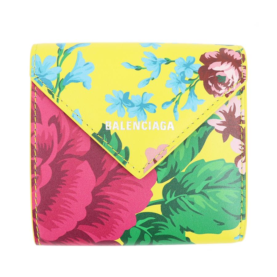 BALENCIAGA バレンシアガ 財布 ミニ財布 三つ折り 花柄 イエロー BALENCIAGA バレンシアガ 財布 ミニ財布 三つ折り 花柄 イエロー