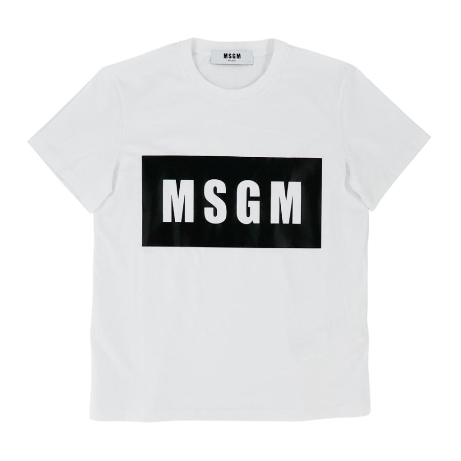 MSGM Tシャツ 半袖 エムエスジーエム 2641MDM95 195298 01 / 2000MDM520 200002 WHITE ホワイト ボックスロゴ プリント コットン カットソー ...
