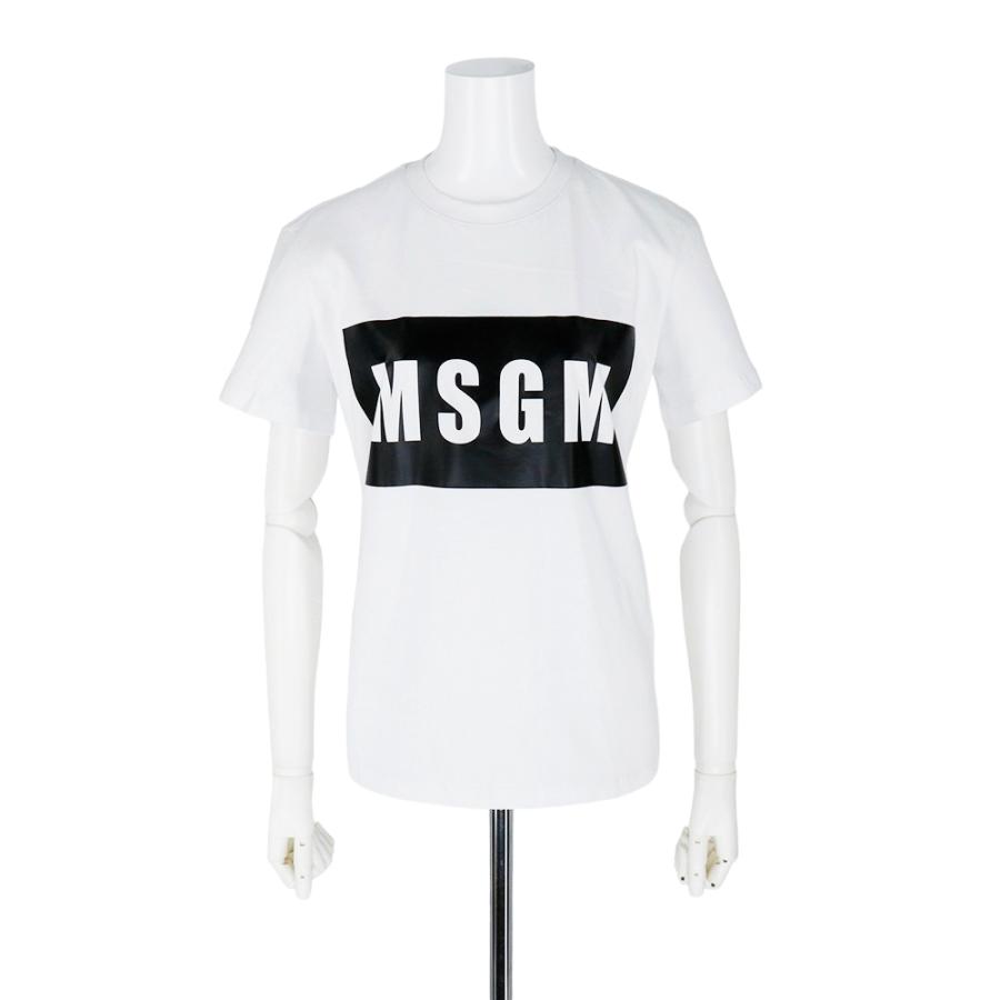 MSGM Tシャツ 半袖 エムエスジーエム 2641MDM95 195298 01 / 2000MDM520 200002 WHITE ホワイト ボックスロゴ プリント コットン カットソー ...