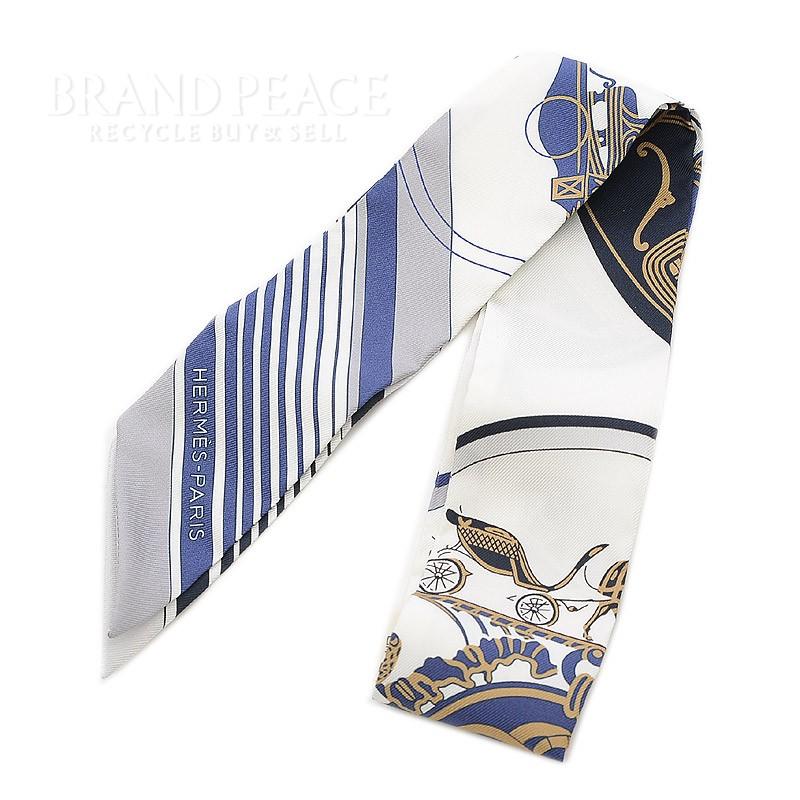 HERMES 値下げ エルメス ツイリー エクスリブリス Ex-Libris ホワイト/マリン/グリス シルク100% ブランドピース ...