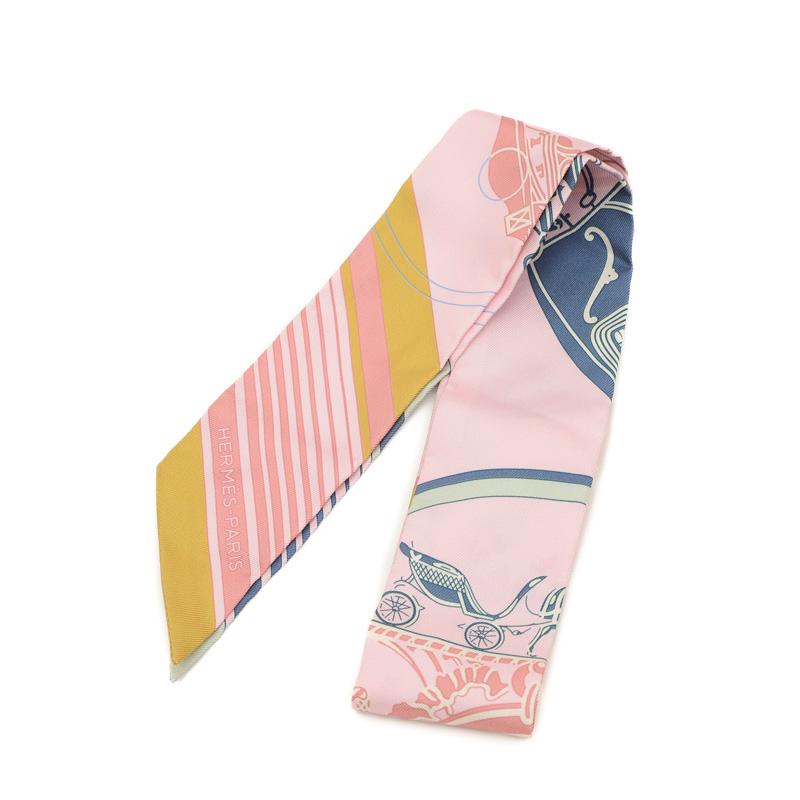 エルメス ツイリー EX-LIBRIS ローズペール/ヴェール/オークル スカーフ シルク100％ ブランドピース : 005256211 ...